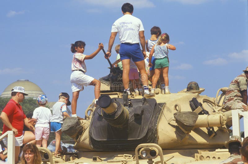 People Looking at Military Tank on Display, Washington, D.C Editorial ...