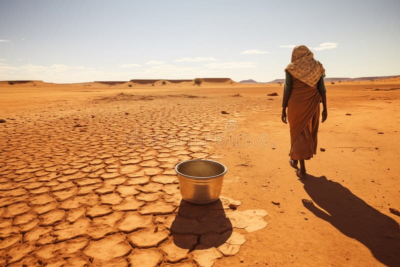 People Looking for Water in the Desert. Problem with Access To Drinking ...