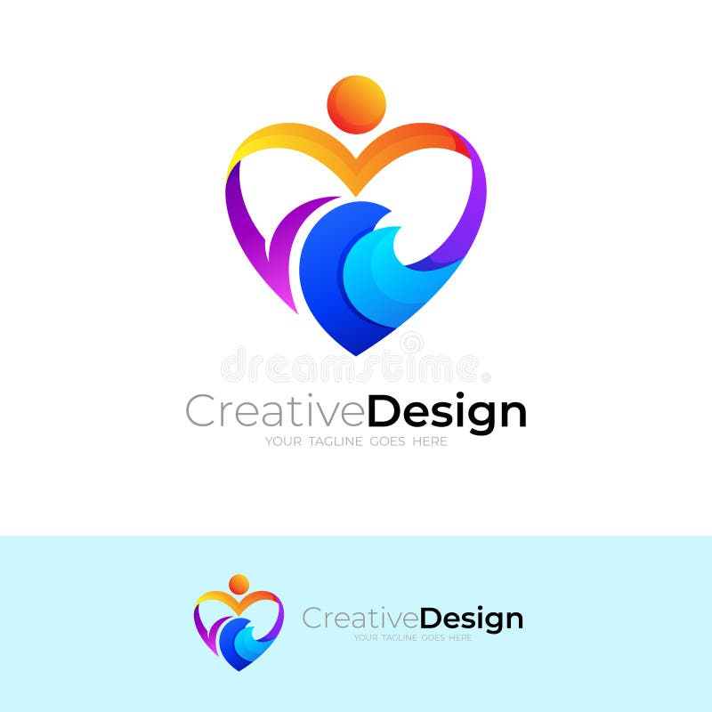 People Love Logo and Wave Design Combination, People Logo Stock Vector ...