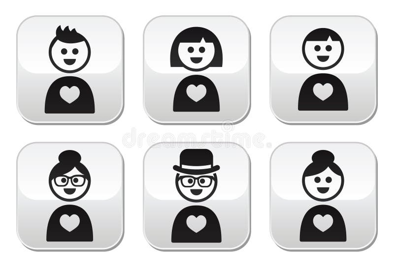 People in Love, Valentine S Day Buttons Set Stock Illustration ...