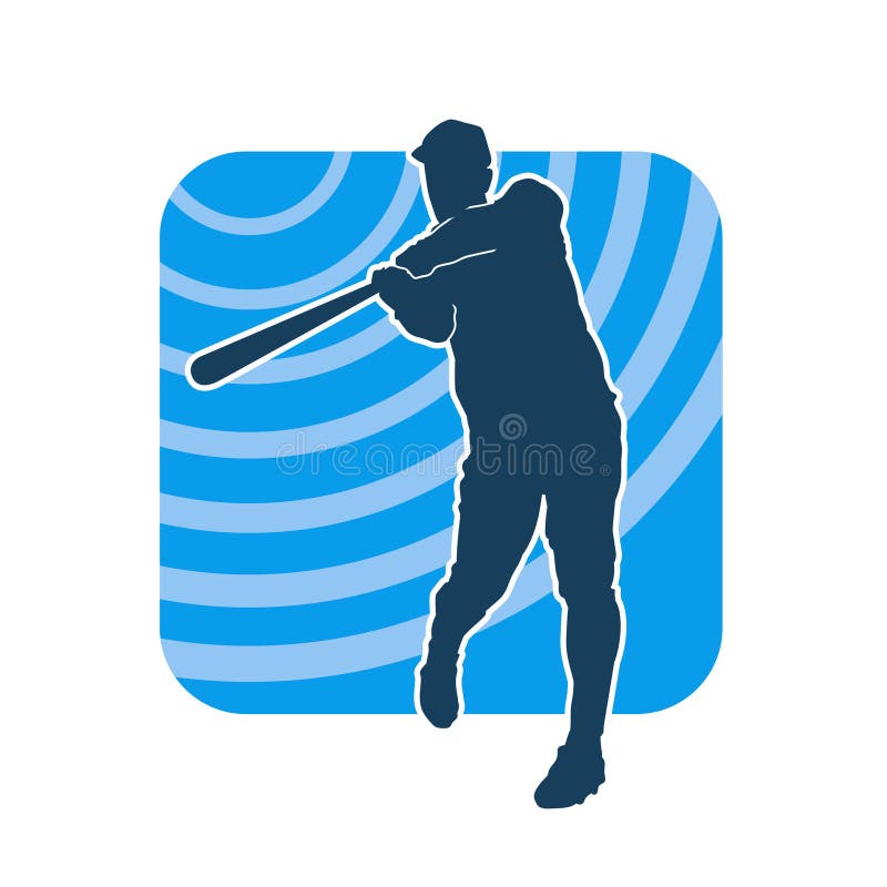 Silhouette of a Male Baseball Batter Player in Action Pose. Stock ...