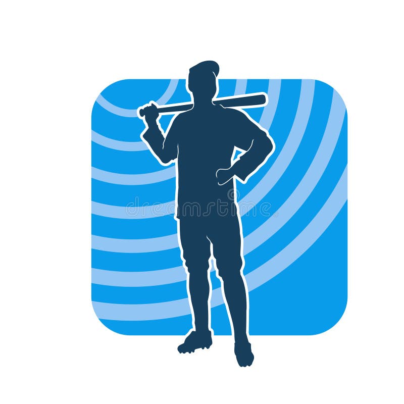 Silhouette of a Male Baseball Batter Player in Action Pose. Stock ...