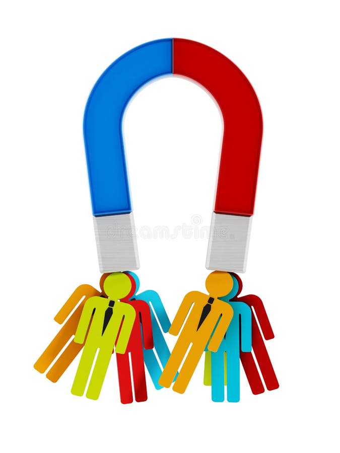 People Magnet Attract Draw Pull Audience Together Words Stock ...