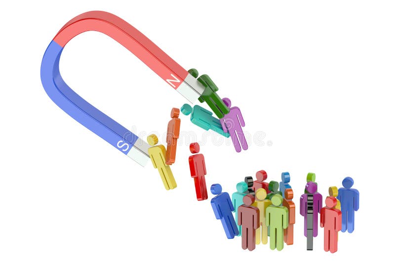 People Magnet Attract Draw Pull Audience Together Words Stock ...