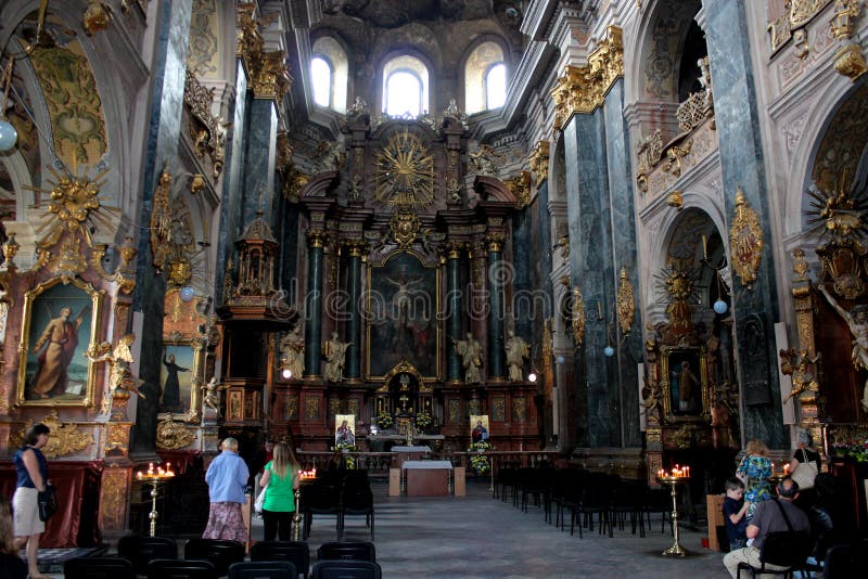 People in Magnificent Churche of Lvov Editorial Photography - Image of ...