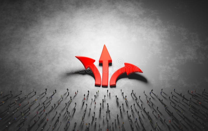 People Make Decision and Choose. Red Arrows Pointing Stock Illustration ...