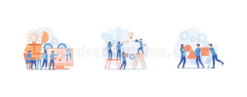 People Make List Creative Ideas. Team Work Concept Stock Vector ...
