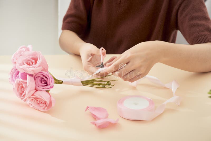 People Making Paper Craft Flower Art Stock Image - Image of craft ...