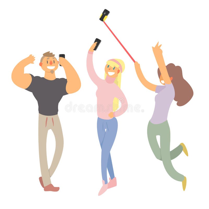 People Making Selfie. Vector Illustration Set Stock Vector ... People Making Selfie. Vector Illustration Set Stock Vector ...