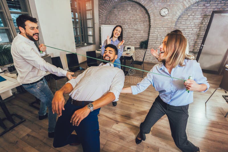People Making Team Training Exercise during Team Building Seminar ...