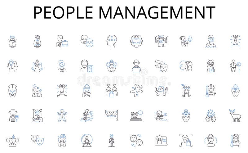 People Management Line Icons Collection. Collaborator, Cohesive ...
