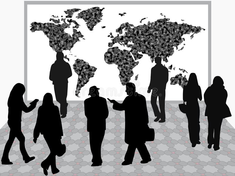 People and map stock vector. Illustration of black, businessmen - 6211995