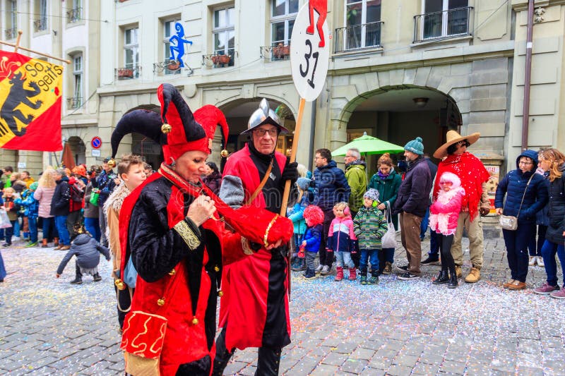People Marching and Playing Instruments during Bern Carnival Parade in ...