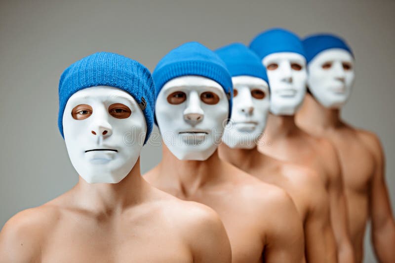 The People in Masks and One Man without Mask Stock Image - Image of ...