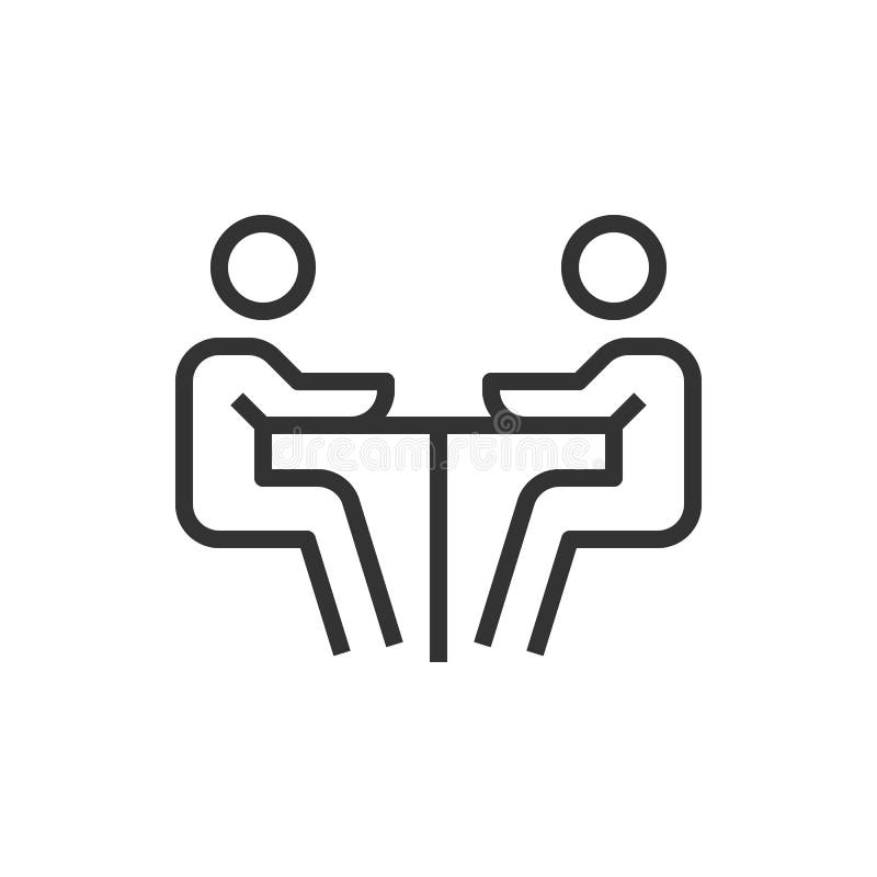 People Meet Icon Line Business Vector Stock Vector - Illustration of ...