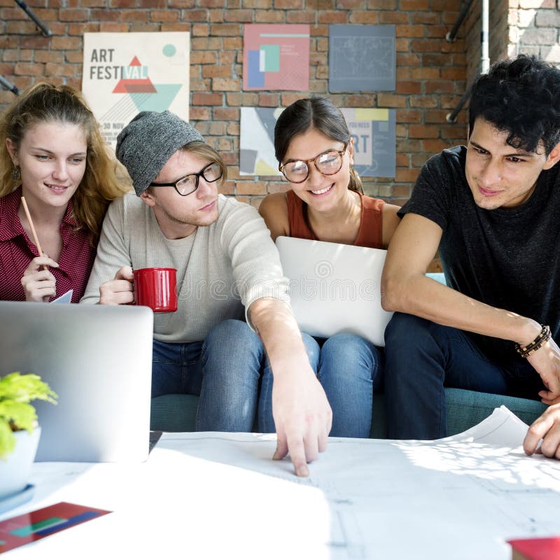 People Meeting Discussion Design Talking Blueprint Concept Stock Image ...