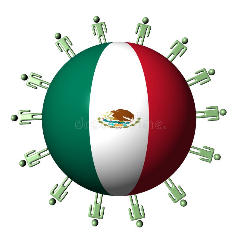 People and Mexican Flag Sphere Stock Illustration - Illustration of ...