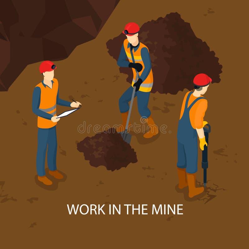 People in Mine Isometric Template Stock Vector - Illustration of ...
