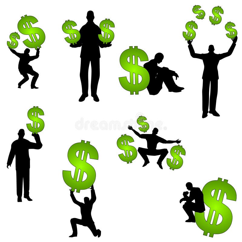 People with Money Dollar Signs Stock Illustration - Illustration of ...