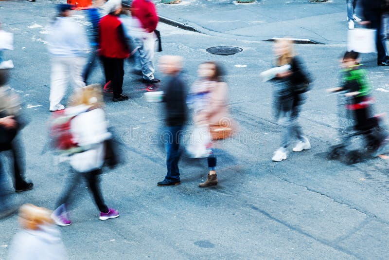 People in Motion Blur on the Move in the City Stock Image - Image of ...