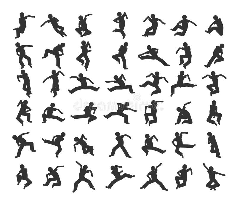 People in Motion in Different Positions. Stock Vector - Illustration of ...