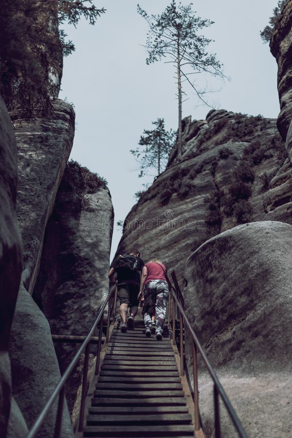 People on the Mountain Path between the Rocks Editorial Photography ...