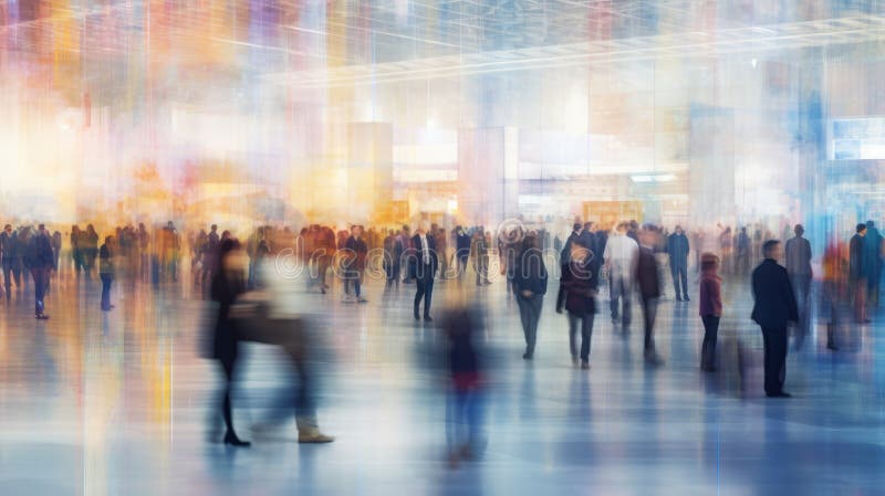 People on the Move, Motion Blur. Generative AI Stock Illustration ...