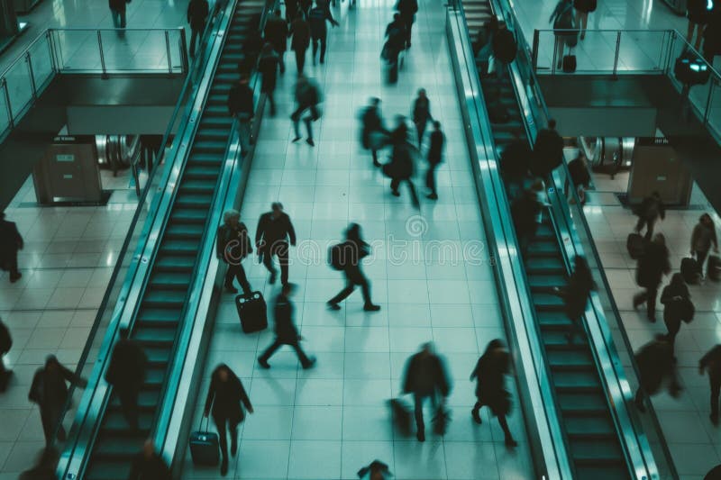 People Moving Around in Airport Stock Photo - Image of blue, modern ...