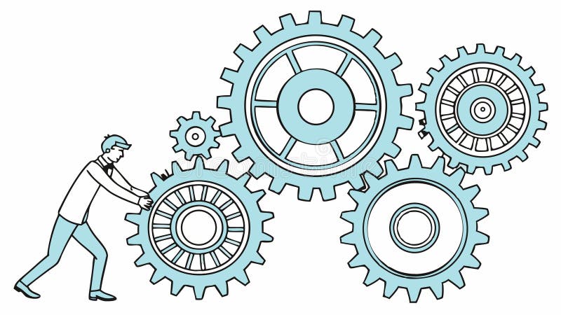 People Moving Gears, Collaboration Progress Vector Illustration, Vector ...