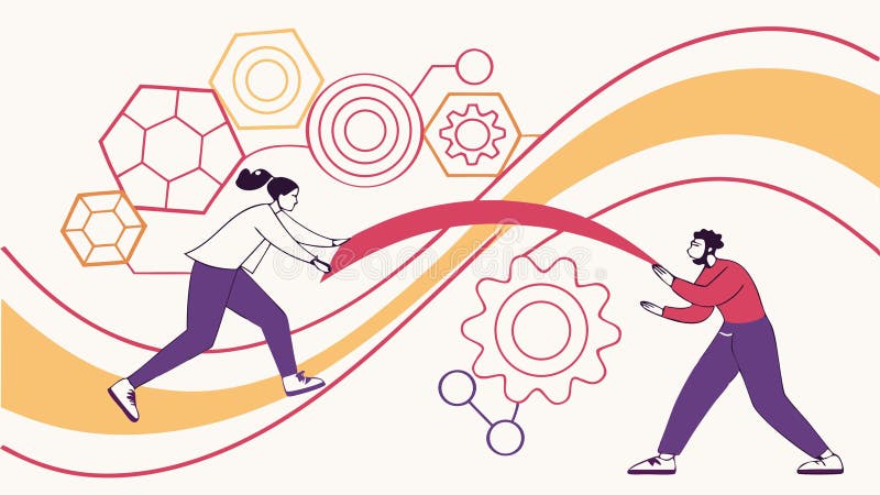 People Moving Gears, Collaborative Problem Solving, Vector Design ...