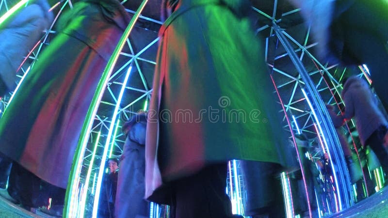 People Moving Inside the Mirror Labyrinth Up View. Stock Video - Video ...