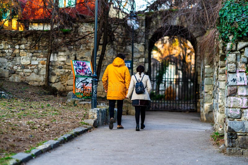 People Moving, Walking on the Streets in Downtown of Bucharest, Romania ...