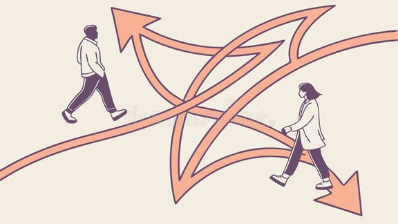 People Navigating Crossroads, Multiple Paths, Decision Making, Vector ...
