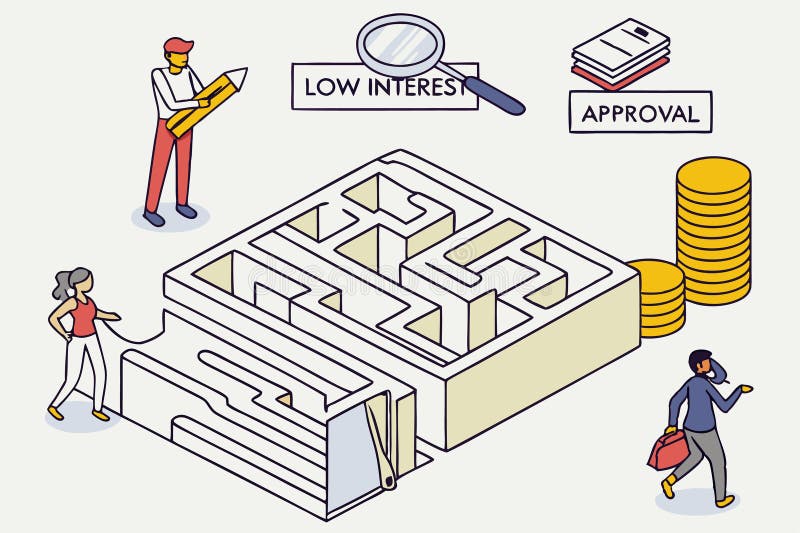 People Navigating through a Maze Formed by Huge Stacks of Papers ...