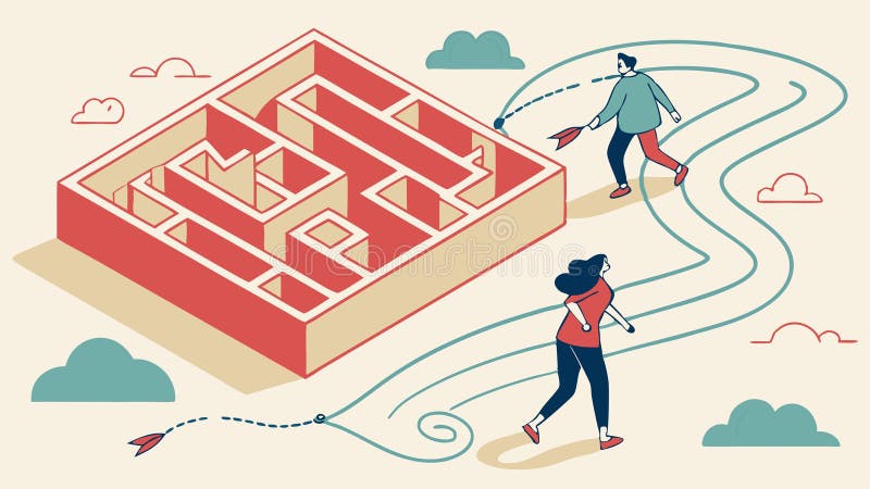 People Navigating a Maze, Problem Solving Vector Concept, Vector Design Generative AI Stock ...