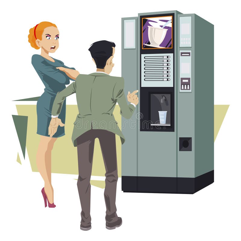 People Near Coffee Vending Machine. Illustration for Internet and ...