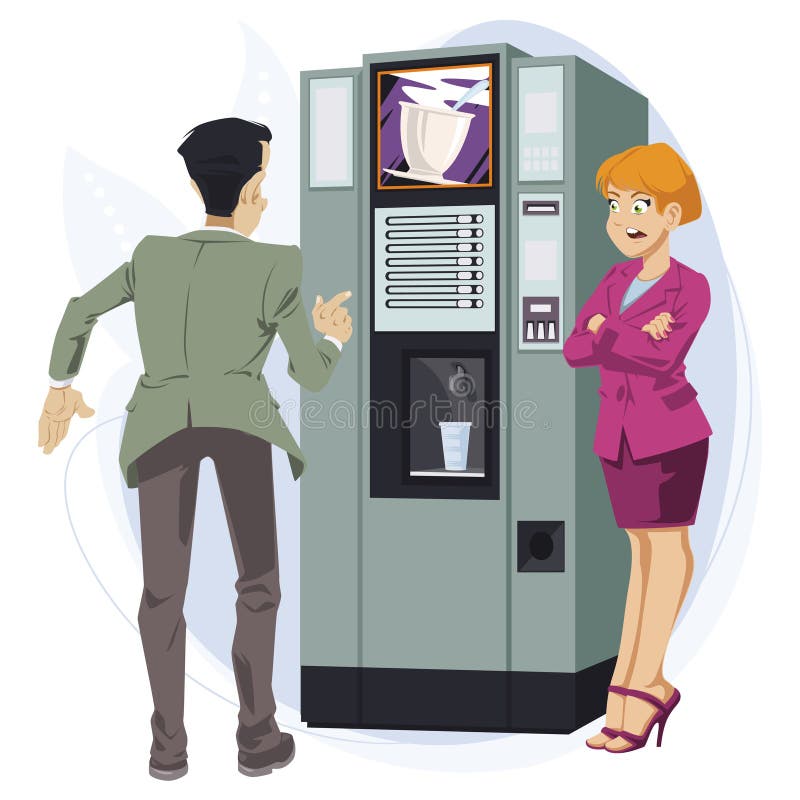 People Near Coffee Vending Machine. Illustration for Internet and ...