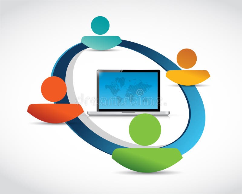 People Network Connection and Laptop Stock Illustration - Illustration ...