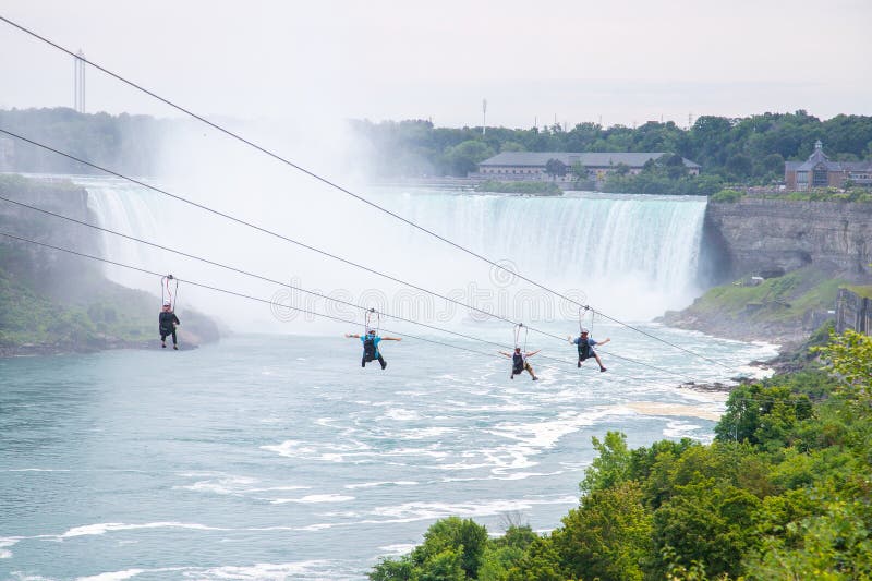 Zipline Attraction Over the Waterfalls, Niagara Falls, Ontario, Canada ...