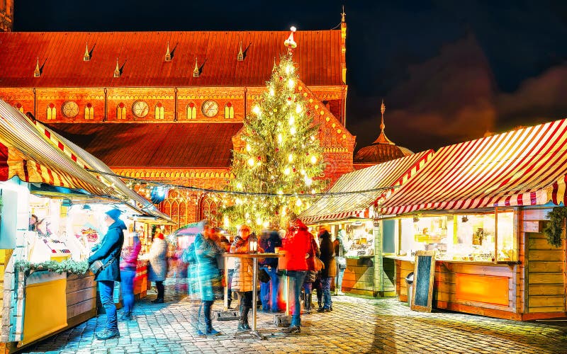 People Night Christmas Market Dome Square Xmas Tree Riga New Editorial ... People Night Christmas Market Dome Square Xmas Tree Riga New Editorial ...