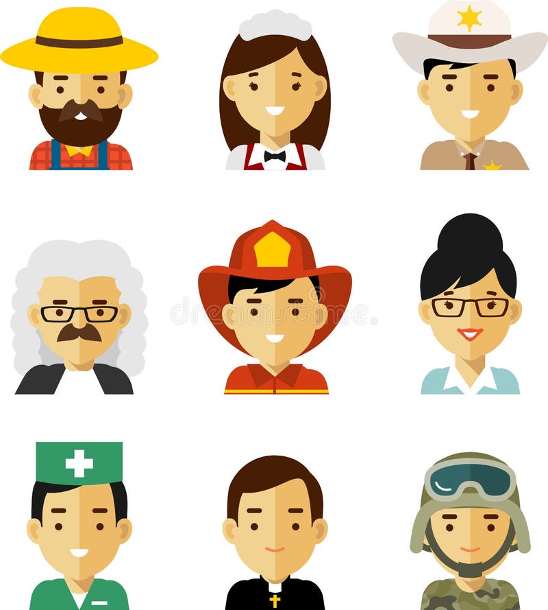 People Occupation Characters Set in Flat Style Stock Vector ...