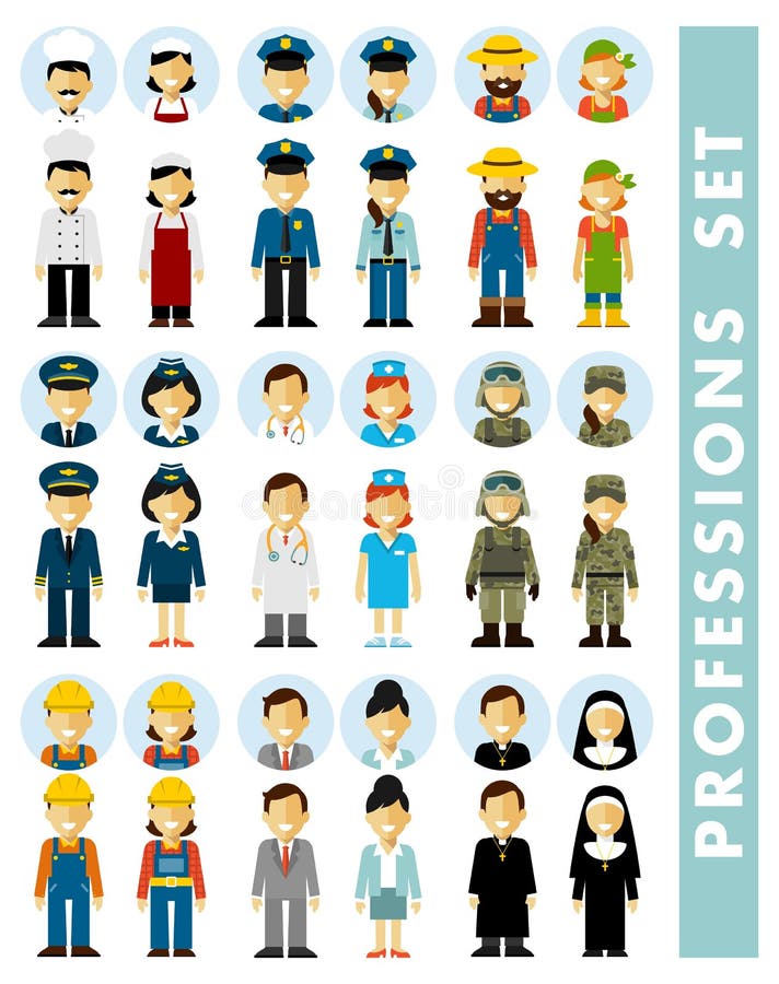 Cartoon People Occupations Characters Set Stock Illustrations – 199 ...
