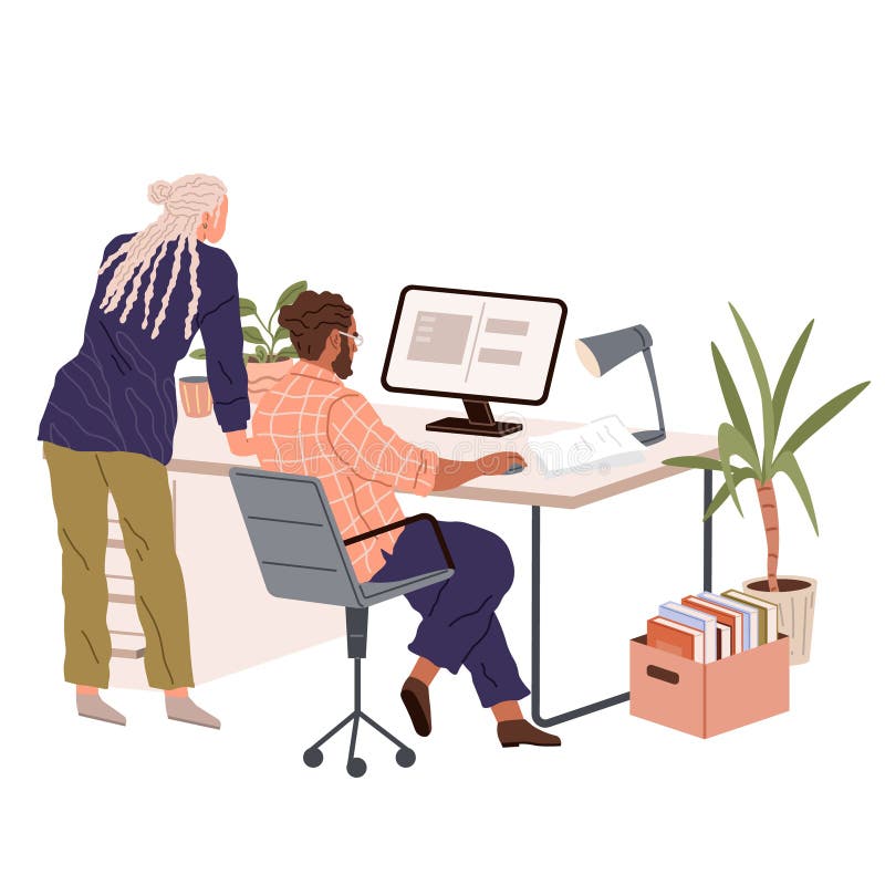 People Office Work. People in Office Work Under Supervision of Office ...