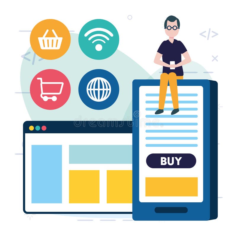 People online related stock vector. Illustration of buying - 141723148