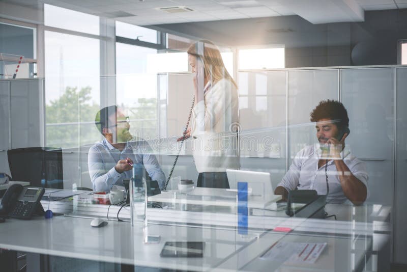 People in Operations Center Talking on Landline Phone. Operator Stock ...