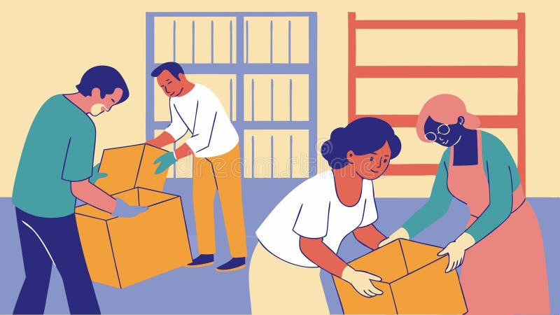 People Organizing Boxes Teamwork Vector, Collaboration and Logistics ...