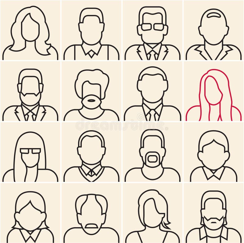 People Outline Silhouettes. People Line Icons. Stock Illustration ...