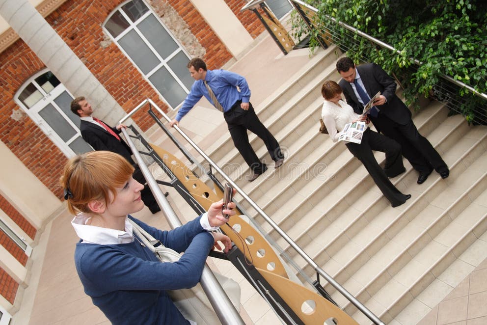 People Outside Office Building Stock Photo - Image of colleagues ...