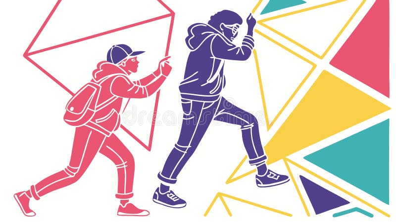 People Overcoming Obstacles Together Teamwork and Perseverance, Vector ...