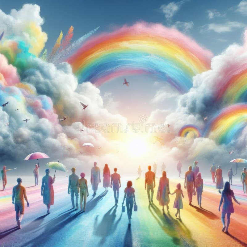 People Painted in the Colors of the Rainbow on the Background of the ...